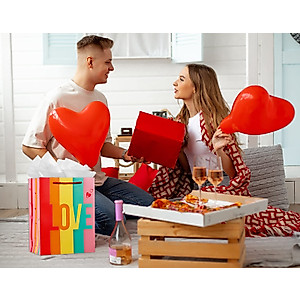 D4DREAM Love Gift Bag for Valentine's Day Medium Gift Bag with Tissue Paper 11" Valentine's Day Paper Gift Bags with Handle Gift Bag with Love Design for Valentines Day Anniversary, Valentines Day, Grooms Gift