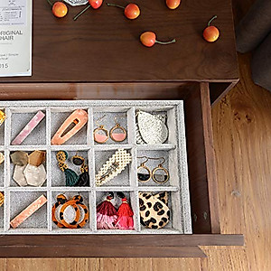 Mebbay Velvet Jewelry Trays Organizer with Clear Lid, Stackable Jewelry Storage for Drawer, Earring Necklace Bracelet Ring Organizer, Set of 3, 13.8" x 9.5" x 1.38"