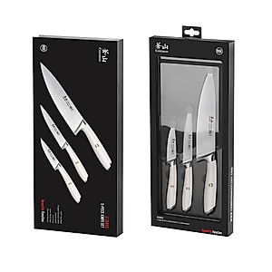 Cangshan L1 Series 1026924 German Steel Forged 3-Piece Starter Knife Set, White