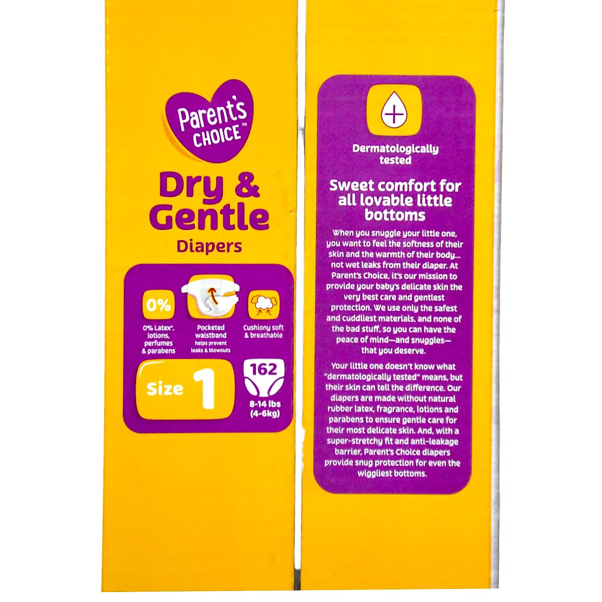 Parent's Choice Diapers, Dry & Gentle Diapers Size 2 (12-18 lbs) - 144 Count