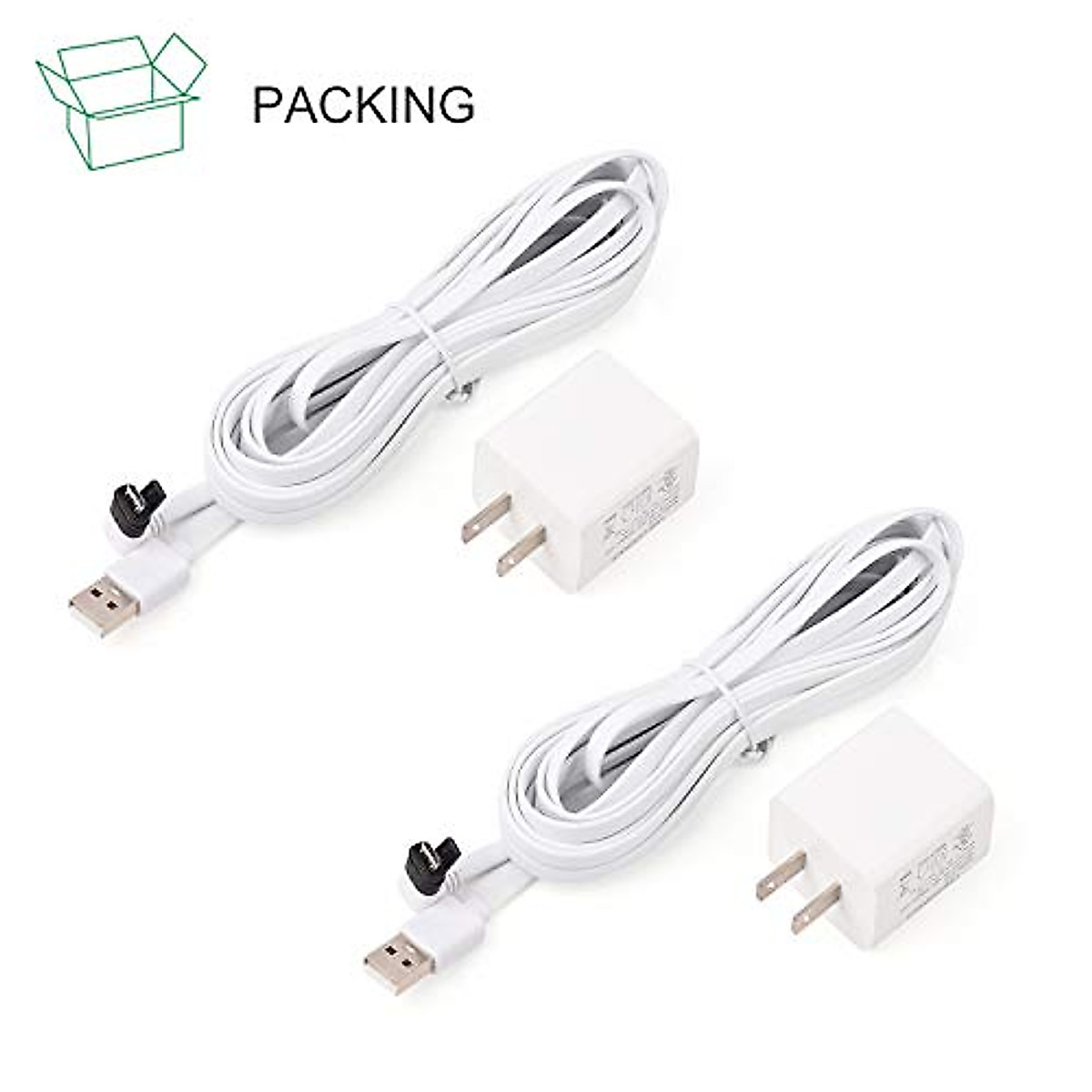 2Pack Power Cable for Arlo Pro and Arlo Pro 2, 16.4Ft/5m Weatherproof USB Cable, with Quick Charge 3.0 Power Adapter Continuously Charging Your Arlo Camera - by ALERTCAM