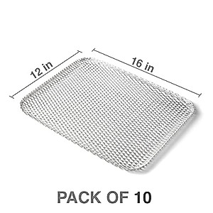 QUALKITS Disposable Grill Topper (10 Pack), 16x12 Rectangular Grill Mat, Vegetable and Meat Grill Tray for Outdoor BBQ Grill, Disposable Grilling Liners
