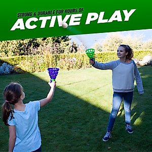 Geospace Original Pop 'N Catch Game 2-Pack (Set of 4 Launchers & 4 Balls) for Indoor/Outdoor Play - Great for Parties, Beach and Rainy Days