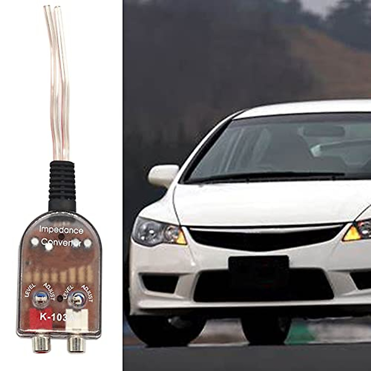 Car Audio Converter,MoreChioce 12V Car High to Low Impedance Converter Wire Converter Line Converter for RCA Line Amplifier to High-Low Adapter