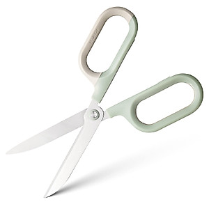EZWORK Multipurpose Scissors, Comfort-Grip Handles Sharp Scissors for Office Home School Craft Sewing Fabric Supplies (7", Green-1)