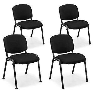Byroce 4Pcs Conference Chair, Modern Stackable Chairs with Ergonomic Lumbar Support & Comfort Seat Back Sponge Cushion, Reception Side Chair with Sturdy Steel Frame, Black (4)