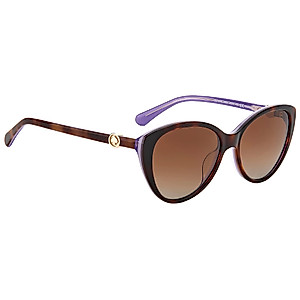 Kate Spade New York Women's Visalia/G/S Polarized Cat Eye Sunglasses, Havana, 55mm, 16mm
