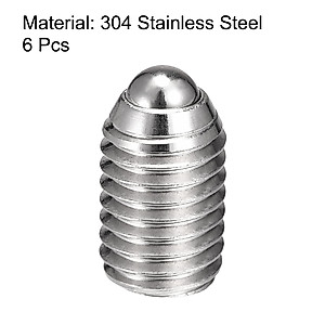 uxcell Ball Point Set Screws, M10 x 16mm 304 Stainless Steel Metric Spring Hex Socket Screw 6pcs