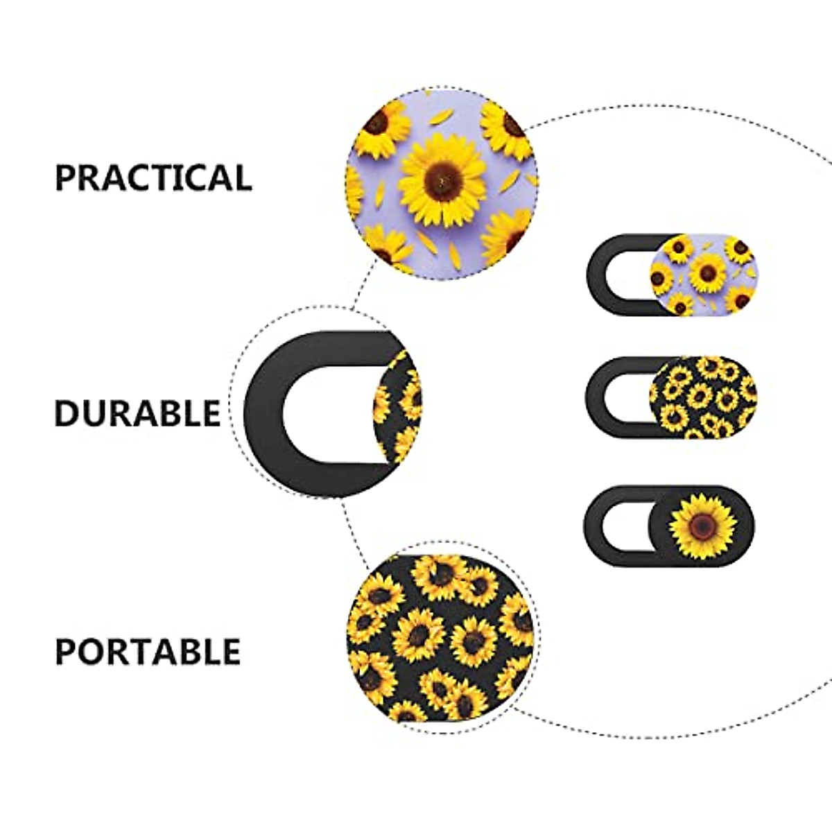 SOLUSTRE Webcam Slider 3pcs Computer Lid Sunflower Rotect Universal Prvacy Privacy Ultra- Thin Slider Cover Laptop Ultra- Camera Visual Your Thin Webcam Printed Lens Slide Computer Webcam Cover