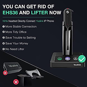 Yealink WH63 Wireless DECT Headset, Single Ear (Mono) Office Headset with Noise Canceling Microphone, Connect to Desk Phone, Work with All UC Leading Platform Softphone