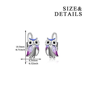 YFN Owl Earrings Sterling Silver Owl Gifts Drop Dangle Leverback Earrings for Women