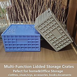 PTEREIW 21.5 Gallon(80L) Large Plastic Storage Totes, Stackable Storage Bin with Lid, Heavy Duty Plastic Container,Rugged Garage Organizer Container and Lidded Storage Basket(Grey)