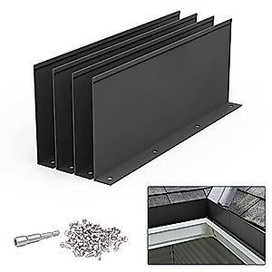 Pearwow Gutter Valley Splash Guard,Aluminum Rain Diverter Roofing Gutter Splash Guards for Valley,Corner or Straight,10 Inch Each (4 Pcs Black)