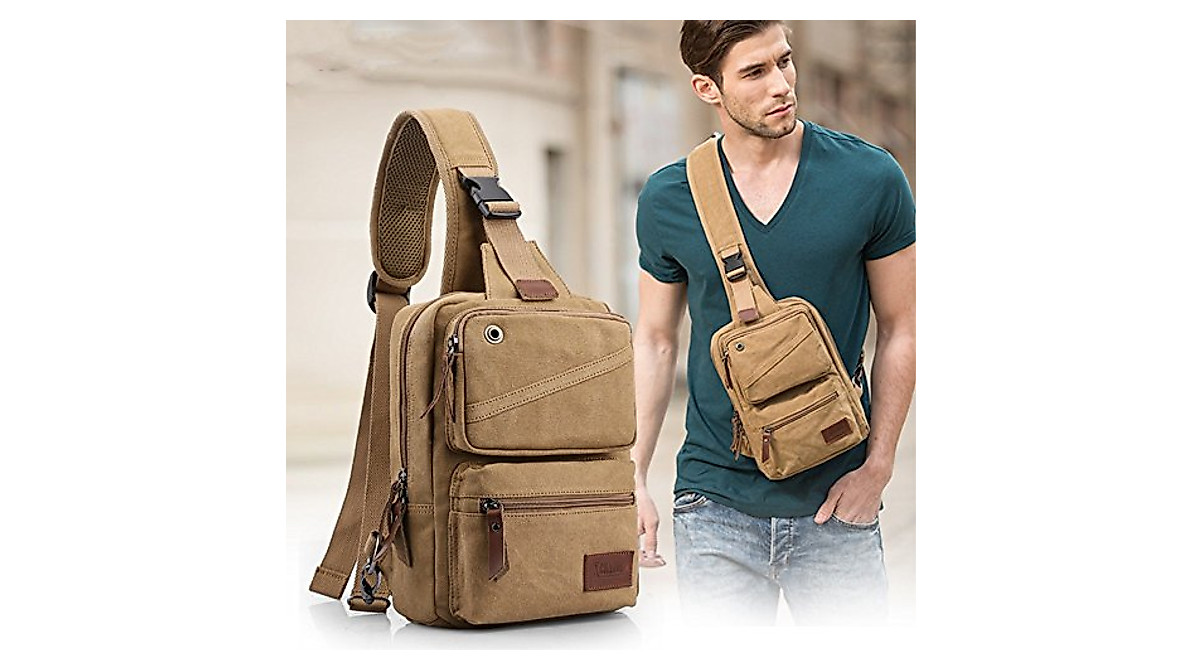 XINCADA Mens Sling Bag - Durable Canvas Crossbody Backpack for Travel