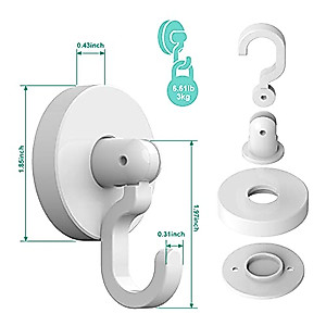 Adhesive Hooks, 8 Packs Ceiling Wall Hanging S Hooks, 360° Rotating, 180° Flip Utility Hangers for Heavy Duty, for Key Hat Plant Towel Waterproof Holder in Bedroom Bathroom Toilet Kitchen