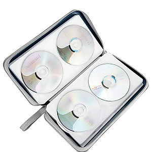 CD Case, Siveit DVD Case Holder 96 Capacity Hard Plastic CD DVD Disc Cases Storage Binder Wallet for Car Home Office Travel (Dark Blue)