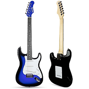 RockJam 6 String Electric Guitar Kit, Right, Blue & Blue, Full-Size (EG1-BL-SK-V)