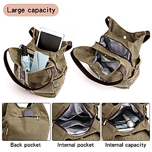 Worldlyda Women Canvas Hobo Purse Multi Pocket Tote Shopper Shoulder Bag Casual Top Handle handbag with Embroidery Ethnic Yellow