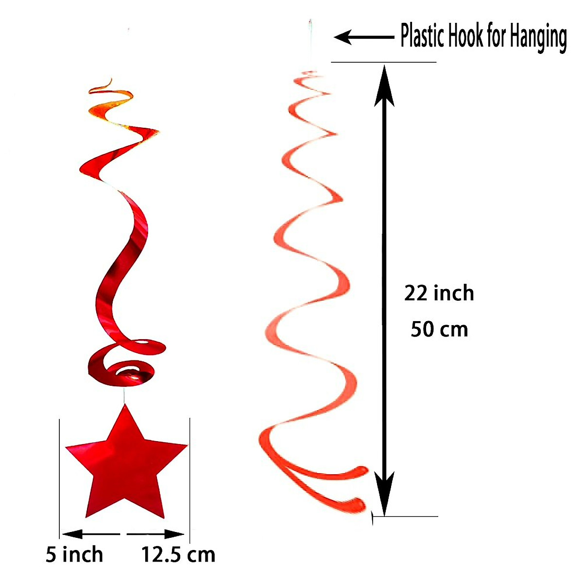 National Day Twinkle Patriotic Shooting Stars Hangings Swirl Decorations Red Blue White 4th of July Presidents Day Birthday Party Decorations, 30pc