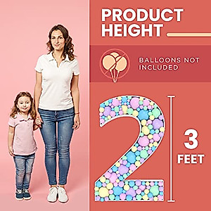 3FT Large Marquee Numbers - Easy to Assemble Number 2 Balloon Frame - Mosaic Numbers For Balloons - Ideal Marquee Light Up Numbers for First Birthday Decorations For Girl & Boys