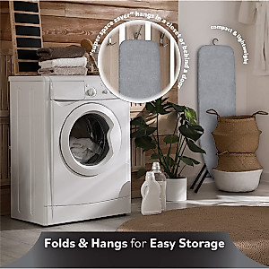 Bartnelli Patented Pulse Ironing Board | Made in Europe | Space Saving Smart Hanger Iron Board for Easy Storage | Lightweight, 4 Layer Cover, 4 Legs, for Dorm, Laundry Room, or Small Spaces(43x13-35)