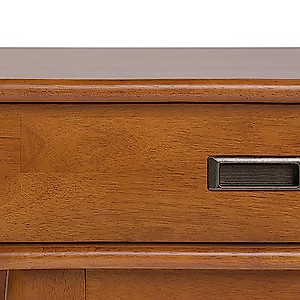 SIMPLIHOME Draper Solid Hardwood 22 inch wide Rectangle End Side Table in Teak Brown with Storage, 1 Drawer, for the Living Room and Bedroom