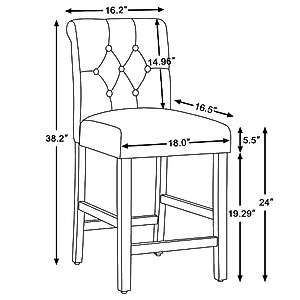 GOTMINSI Bar Stools for Kitchen Island 24 Inches, Set of 4 Fabric Barstools Upholstered Back Counter Height Bar Stools with Button Tufted Decoration Leisure Style Wooden Bar Chairs(Grey)