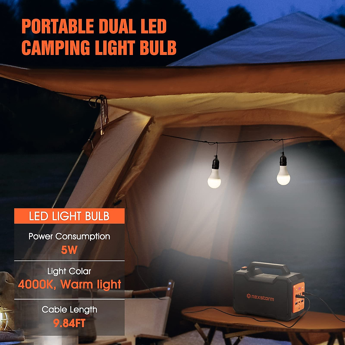 Nexstorm 155Wh Portable Power Station, 42000mAh Camping Generator Power Station with Flashlight Bulbs DC USB Type C Ports, Solar Charger Battery Pack for Home Emergency Gift