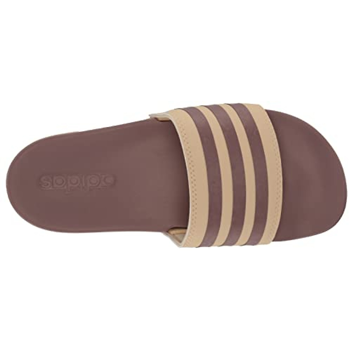 adidas Women's Adilette Comfort Slides Sandal, Sand Strata/Wonder Oxide/Sand Strata, 8