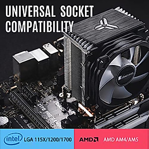 JONSBO CR1400 RGB CPU Air Cooler, 92mm PWM CPU Cooler with 4 Heat Pipes, Removable Computer PC Fans Easy to Install, Quiet Rainbow RGB Cooling Fan for Intel LGA 1700/1200/1151, AMD AM4 AM5, Black
