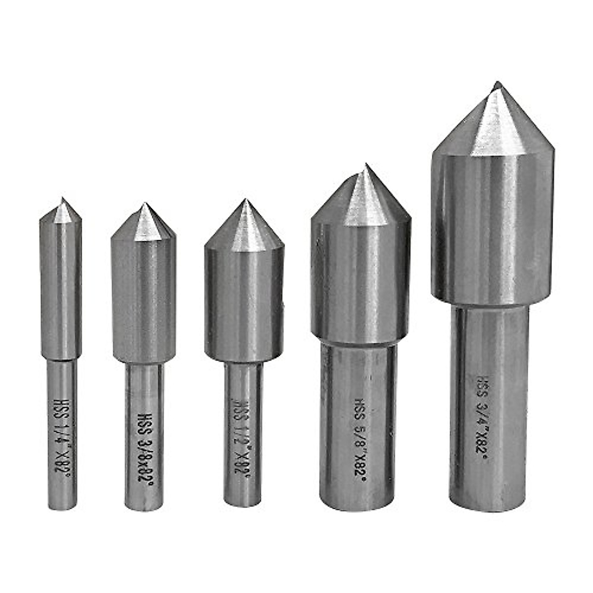 Prolinemax 5 Pc 82 Degree Single Flute Countersink Countersinks Straight Shank