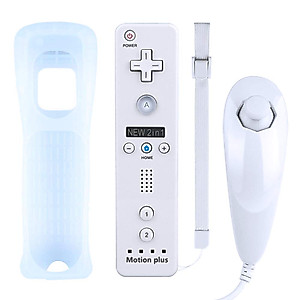 Wii Remote Controller, CooleedTEK Remote Plus Controller and Nunchuk Controller for Wii and Wii U, with Silicon Case