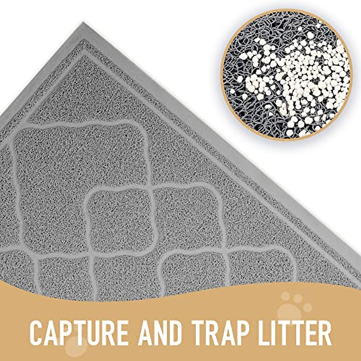 Heeyoo Cat Litter Mat, Large Kitty Litter Box Mat 47 x 35 Inches, Litter Trapping Mat with Waterproof and Non-Slip Backing, Keep Floors Clean, Soft on Kitty Paws