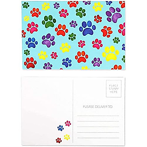 Colorful Paw Prints Postcards for Home, School Classroom (6 x 4 In, 48 Pack)
