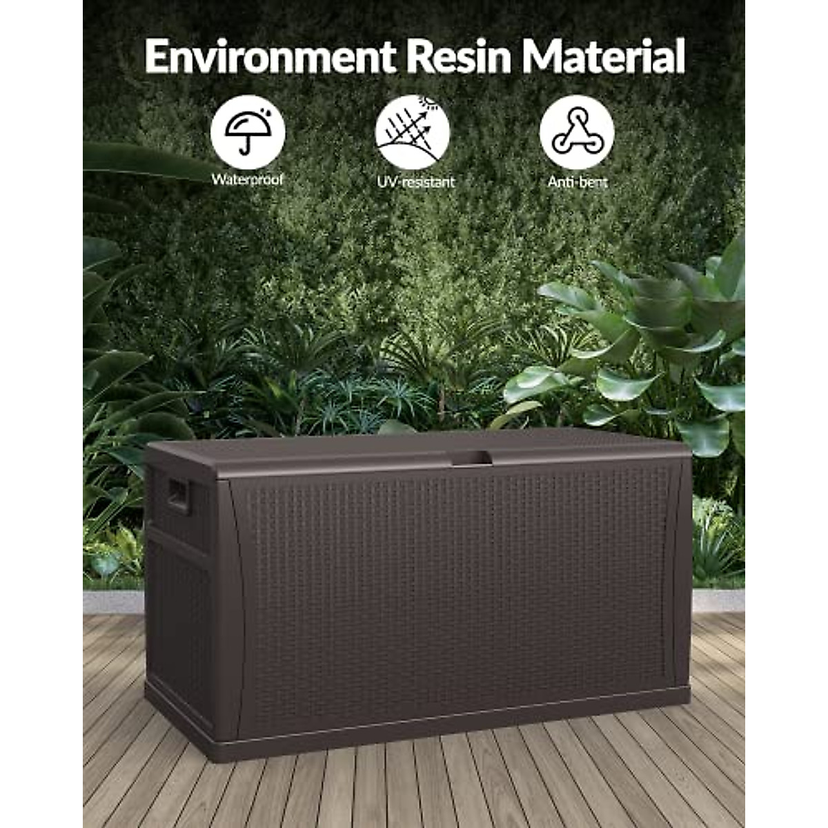 DEXSO Deck Box 120 Gallons Outdoor Storage Box for Patio Cushions Pillows Sofa Cover Gardening Tools Kids Toy Pool Towel & Chemicals, Open & Close with One Hand, Black