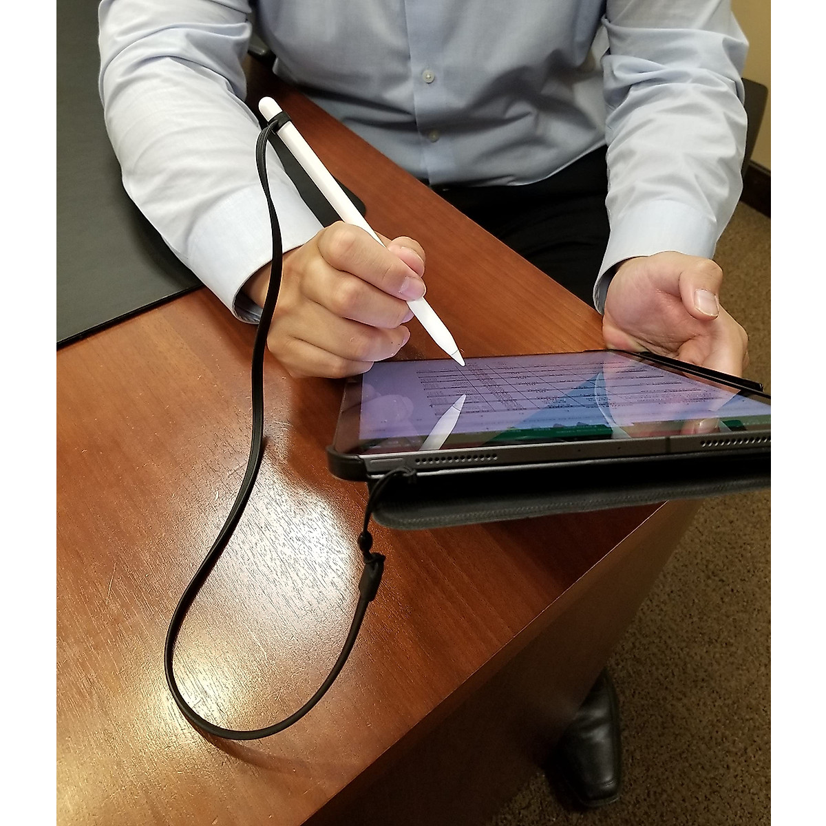 ZoopLoop Black Silicone Scratchproof 20.75in Tether for Digital Electronic Styluses (Diameter Range: 0.27-0.37in) - Secure Stylus to Tablet Case - Tablet Pencil Holder Accessory