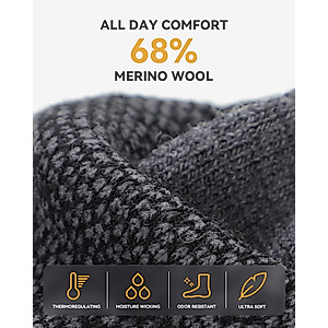 SAMSOX 2-Pack Merino Wool Hiking Sock, Made in USA, Black/Grey L