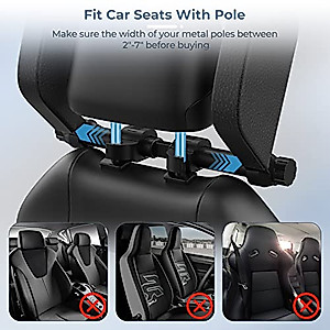 Yoocaa Car Headrest Pillow, Road Pal Headrest, Adjustable Car Seat Head Neck Support, U Shaped Car Sleeping Pillow for Kids & Adults (Black)