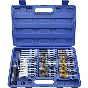 NEIKO 00325A Wire Brush Drill Attachments with 1/4-Inch Hex Shank, SAE and MM Brushes Assortment, Mountable on Power Drill or Die Grinder, 38-Piece Set
