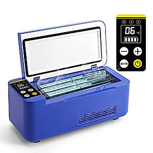 CGOLDENWALL Insulin Cooler Travel Case 7 * 2.9 * 1.2In Medicine Refrigerator with 2-8 ℃ Intelligent Constant Temperature, Alarm System & LED Display, for Car, Home, Travel