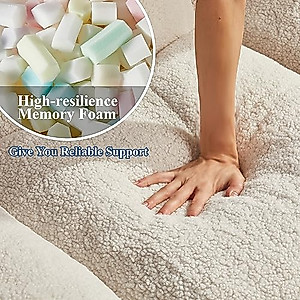 Kumcahom Living Room Chairs Sherpa Accent Chair Teddy Faux Fur Chair Lazy Floor Sofa Memory Foam Pre-Filled Fuzzy Corner Chairs for Bedrooms, Dorms, Small Rooms, Office