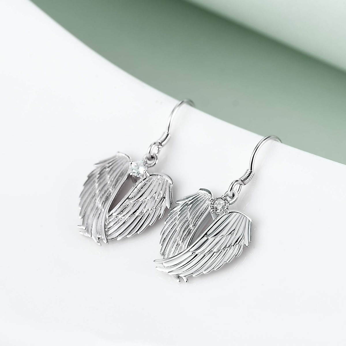YFN Sterling Silver Angel Wings Earring with Cubic Zirconia - Ideal Gift for Women