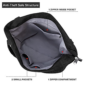 KALIDI Women Corduroy Tote Bag Large Shoulder Tote Bag with Zipper Pocket Casual Hobo Handbag Big Capacity Shopping Work Bag