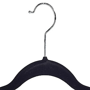 Simplify Velvet Hangers - Plastic Hangers with Zink Hooks - Hangers for Pants, Shirts, Clothes - Black - Pack of 6-0.16" x 16.93" x 9.06"