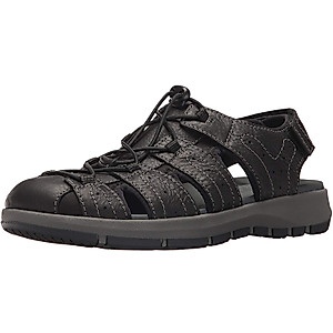 Clarks Men's Brixby Cove Fisherman Sandal, Black Leather, 11 M US