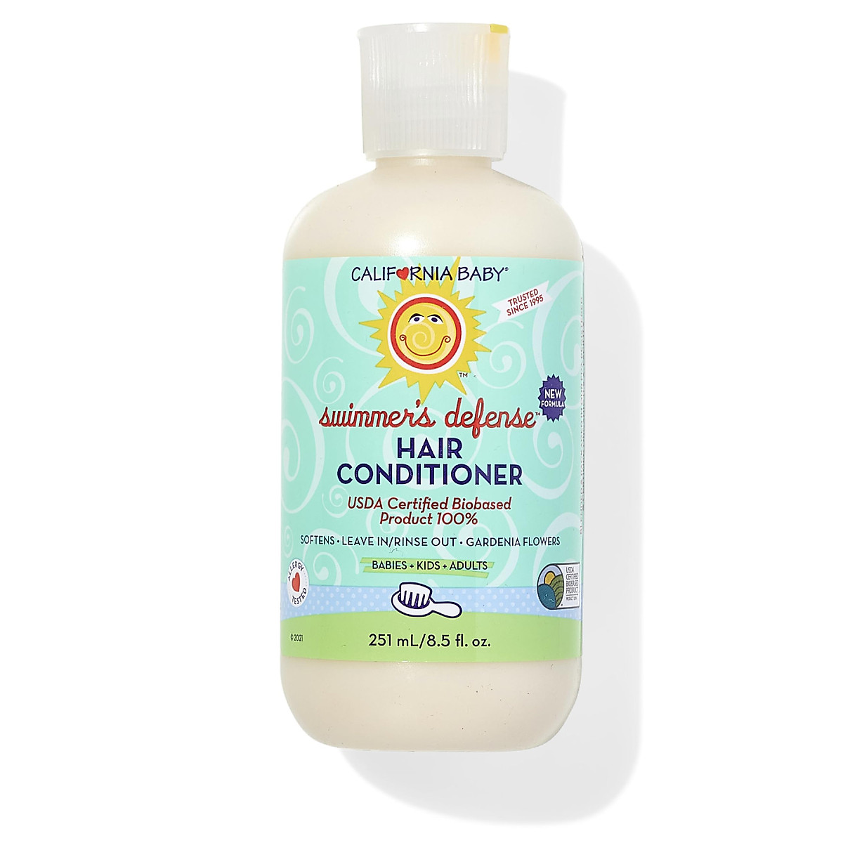 California Baby Swimmer's Defense Hair Conditioner | After Swim Kids Conditioner | Washes Out Chlorine | Softens & Detangles Hair | 100% Plant-Based | Allergy-Friendly | 251 mL / 8.5 oz.