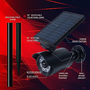 OUTOFDARK Solar Motion Sensor Lights, 8 LED Security Lights,500 Lumen Solar Flood Lights for Garage Yard Driveway Pathway