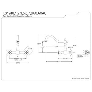 Kingston Brass KS124AXAC Heritage Bridge Kitchen Faucet, Antique Copper