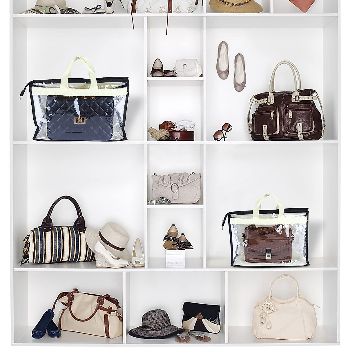 Droutti 8 Pack Handbag Dust Bags Transparent Hanging Purse Organizer Wallet Storage Bag 4 Sizes Clear Handbag Organizer Dust Bags for Closet Shelf