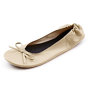 Silky Toes Foldable Flats for Women Purse Ballet Shoes Ballerina Slippers Nude